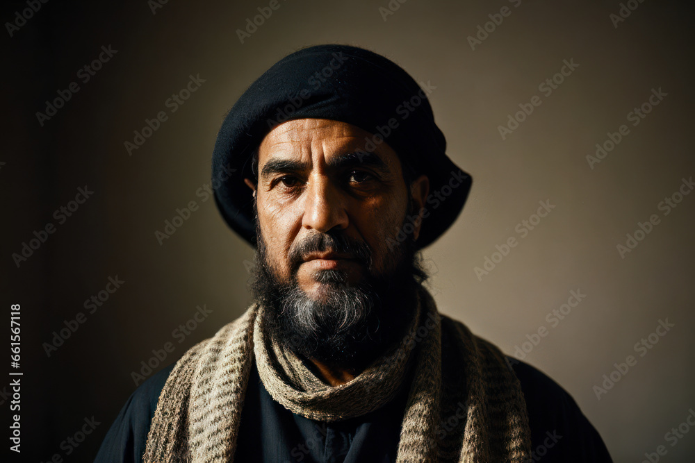Portrait of the of the old age, bearded Middle Eastern man wearing ...
