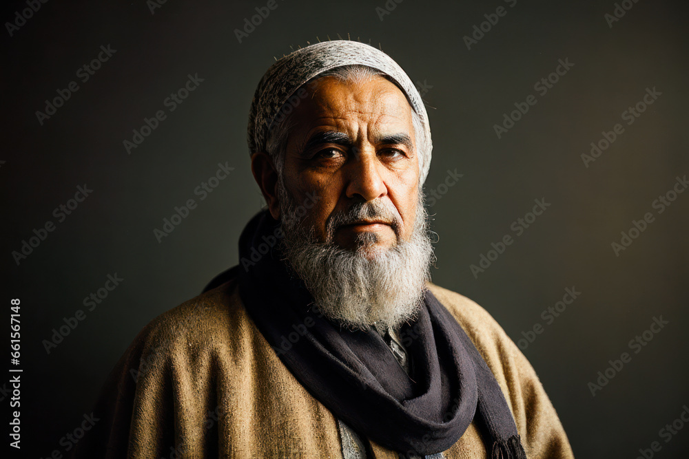 Portrait of the of the old age, bearded Middle Eastern man wearing ...
