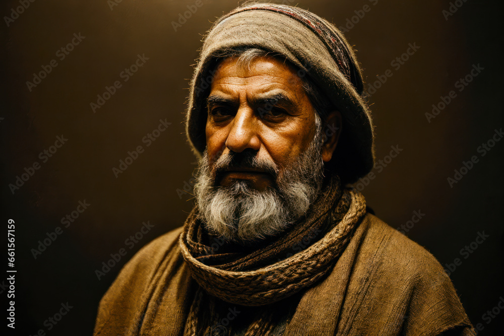 Portrait of the of the old age, bearded Middle Eastern man wearing ...