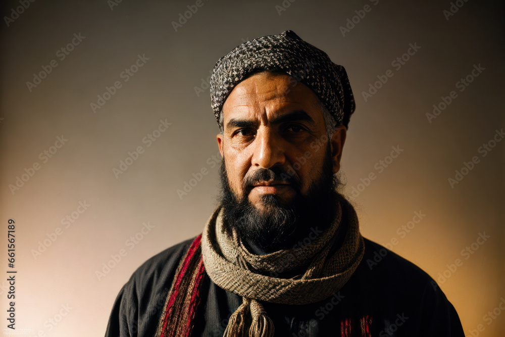 Portrait of the of the old age, bearded Middle Eastern man wearing ...