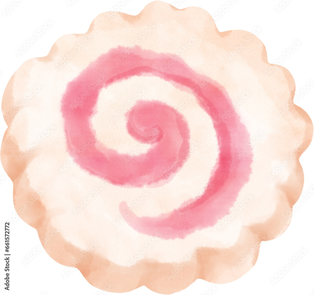 watercolor narutomaki fish cake Stock Illustration | Adobe Stock