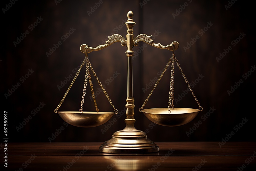 Symbol of Equality: The scales of justice, softly illuminated ...