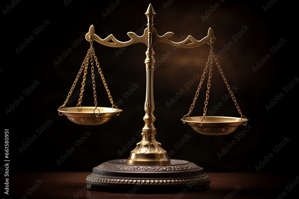 Symbol of Equality: The scales of justice, softly illuminated ...