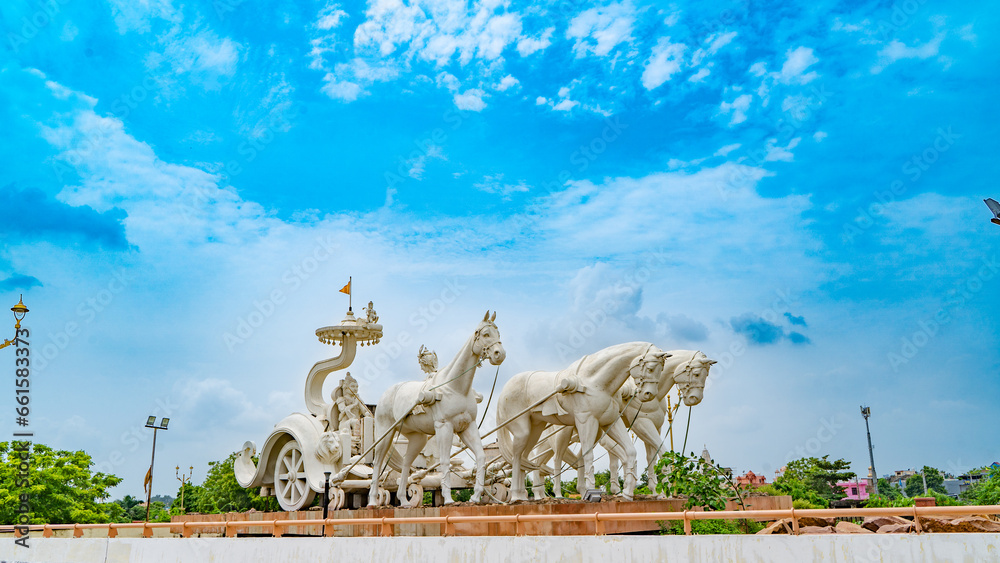 Shri Krishna Sarathi on Arjun's Chariot statue located in Kota ...