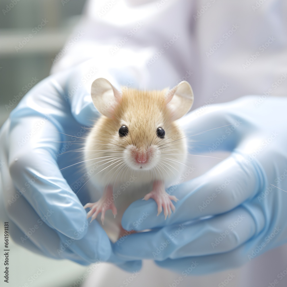 laboratory mouse in the hands of a scientist, research, pharmacist ...