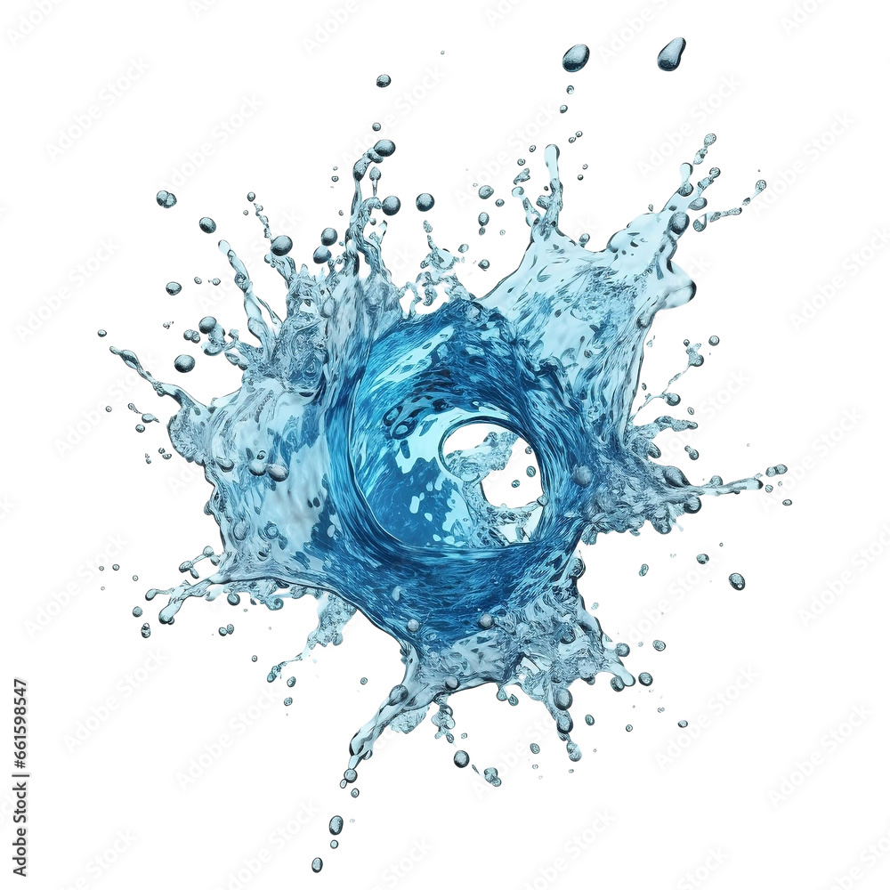 Blue water splash isolated on transparent background, clear liquid ...