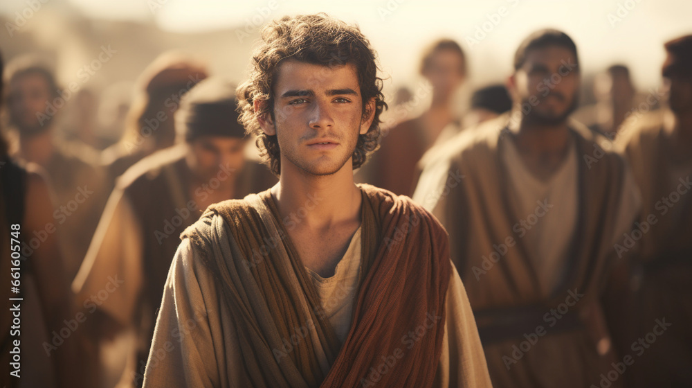 Joseph sold into slavery, Biblical characters, blurred background Stock ...