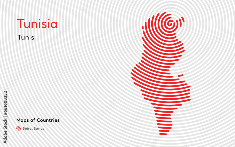 Creative map of Tunisia, Political map. Tunis Capital. World Countries ...