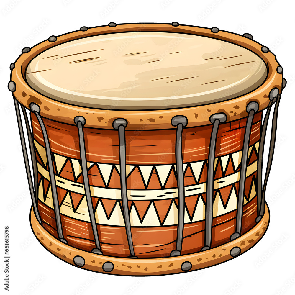 cartoon clipart of African Drum, culture clipart, transparent background, isolated on ...