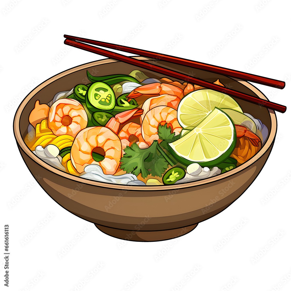 cartoon clipart of Pho, food clipart, transparent background, isolated ...