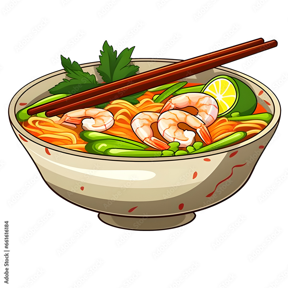 cartoon clipart of Pho, food clipart, transparent background, isolated ...