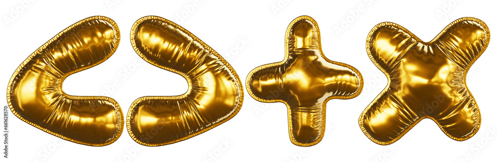 Realistic gold font 3D render - Set of Punctuation Marks: Plus, Times ...
