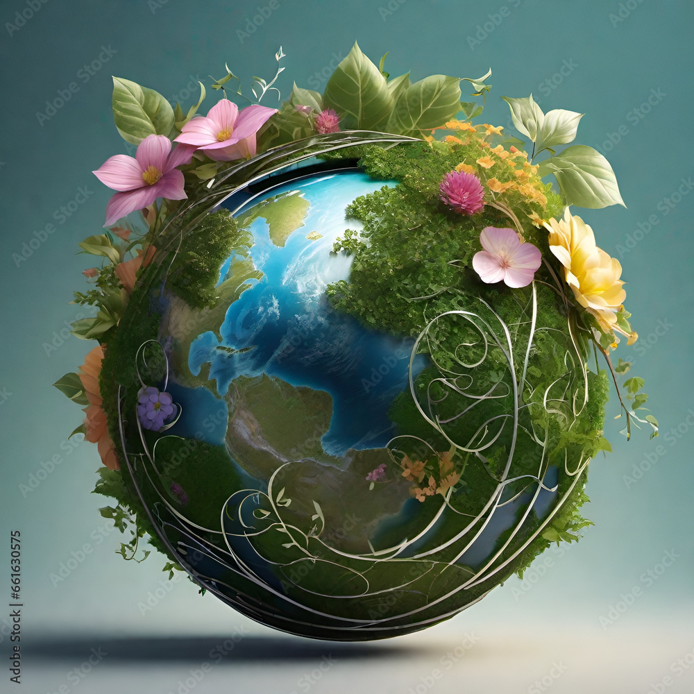 Planet Earth on isolated background showing growth of plants and ...