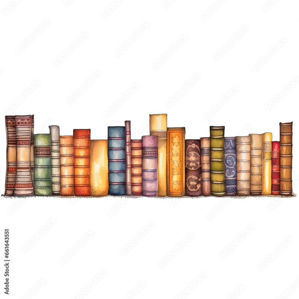 Bookshelf graphic decorative border, isolated on white transparent ...