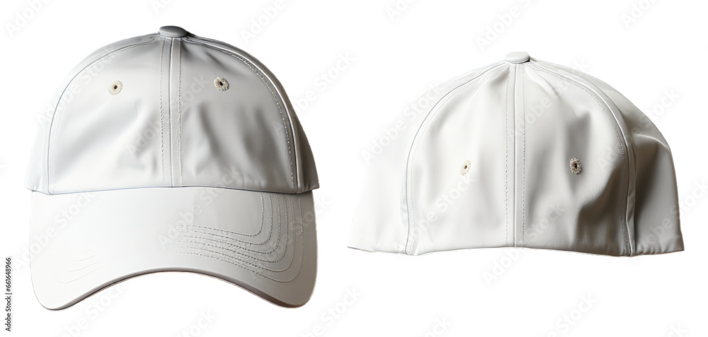 set of plain white hats with front and back views. mockup template ...