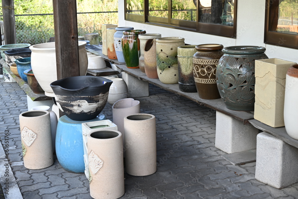 Japan tourism. Famous pottery. Famous pottery Shigaraki Ware. It is ...