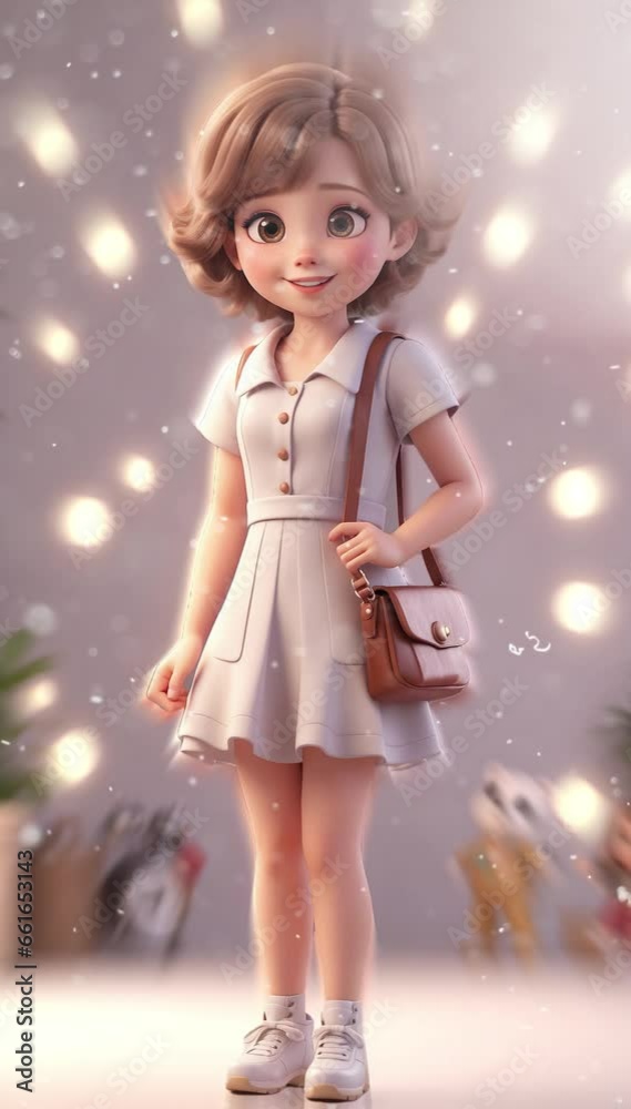 3D Girl wrapped in lights and particles , a dazzling glow of lights and ...
