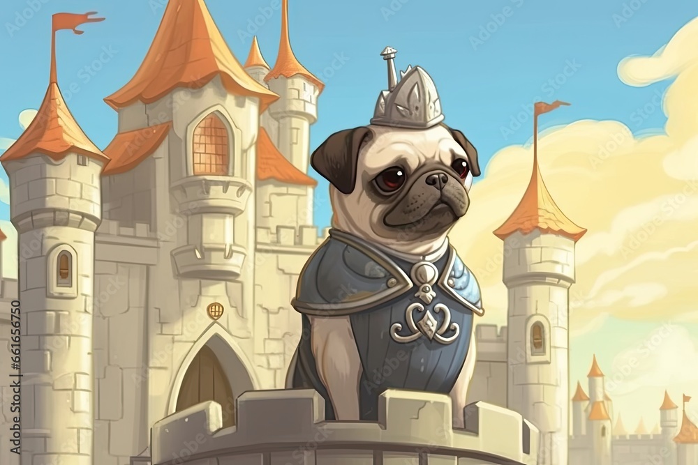 Cute Cartoon Pug Images: Royal Life in a Castle - Adorable Pug Living ...