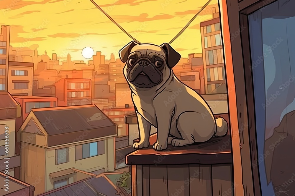 Cute Cartoon Pug Illustrations: A Day in the Life of a Pug Living in a ...