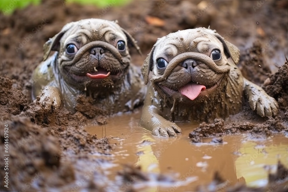 Funny Pugs Playing in a Mud Puddle - Hilarious Pictures of Pugs ...