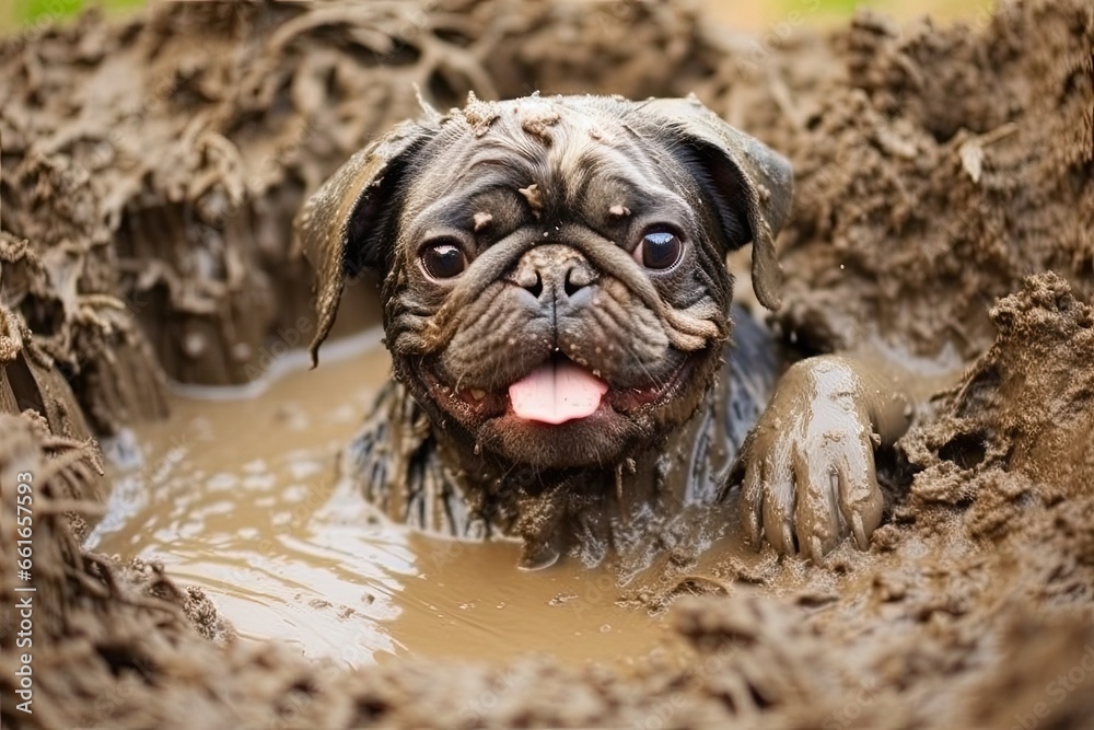 Funny Pugs Playing in a Mud Puddle: Hilarious Pictures Capturing the ...