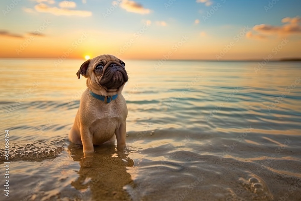 Curious Pug Explores Beach: First Time Pug Pictures of a Playful Pooch ...