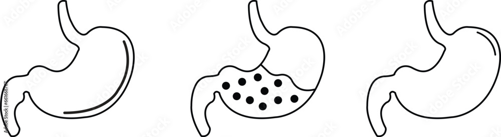 Set of Stomach icons. Human internal organs symbol with editable stock ...