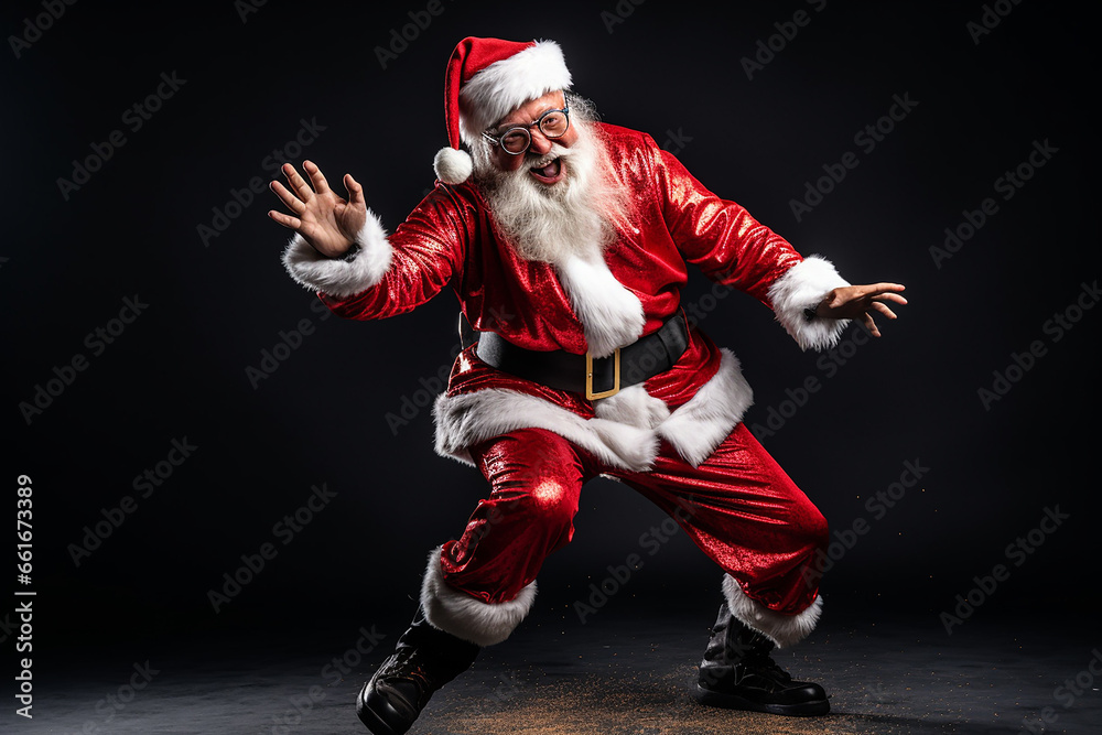 Photoshoot of a hyper realistic Santa Claus dancing photoshoot in ...