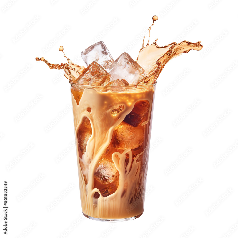 Iced coffee splash isolated on transparent background Remove png, Clipping Path Stock ...