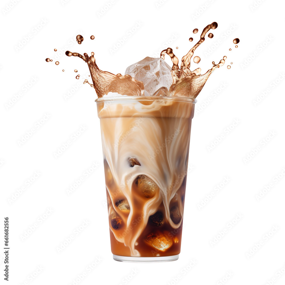 Iced coffee splash isolated on transparent background Remove png, Clipping Path Stock ...