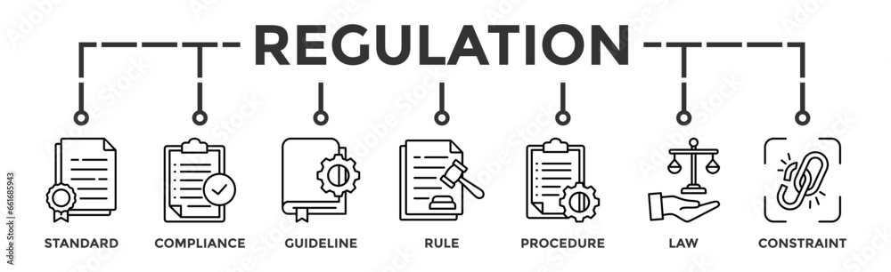 Regulation banner web icon vector illustration concept with icon of ...