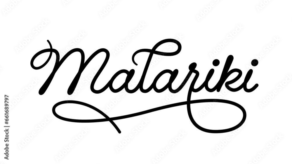 NZ Matariki Maori New Year animated title, handrawn script rounded ...