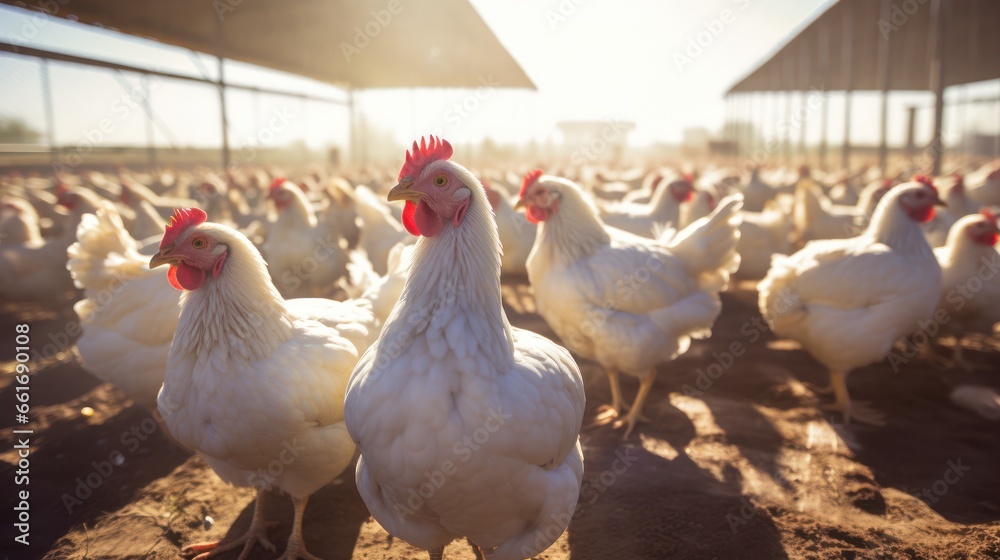 Bustling poultry farm, the epicenter of fresh and organic chicken ...