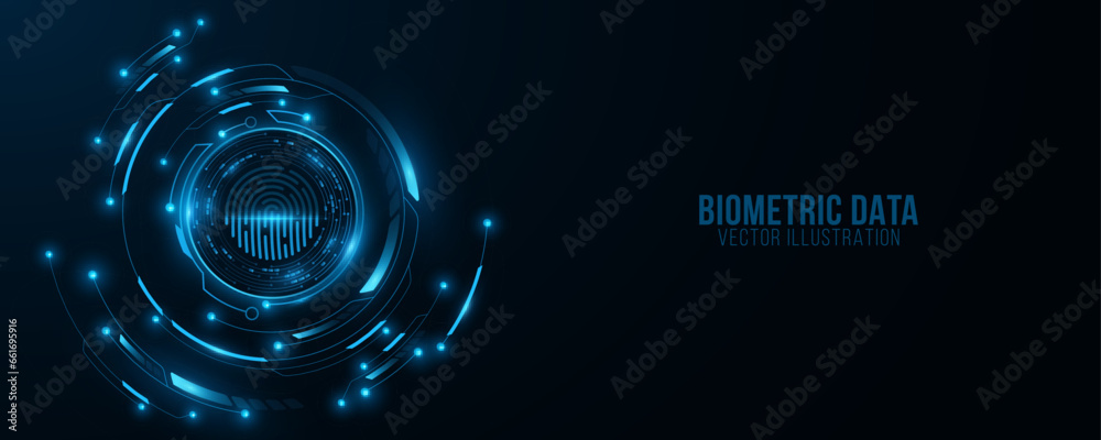Biometric data background with futuristic HUD circle and digital ...