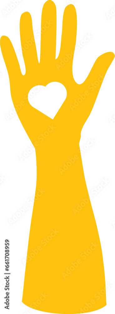 Digital png illustration of yellow hand with heart on transparent ...