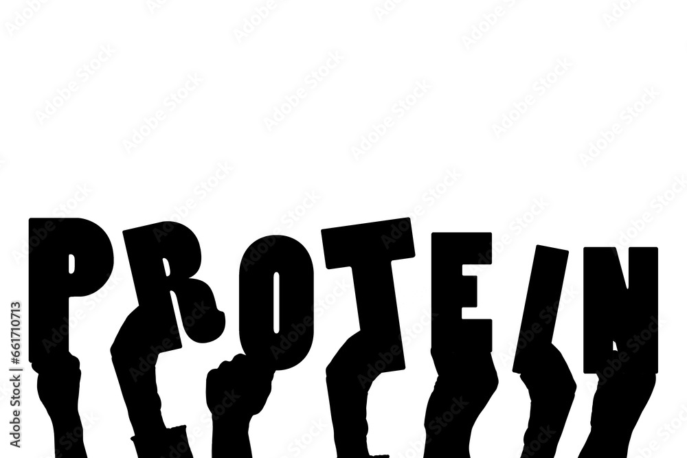 Digital png illustration of hands with protein text on transparent ...