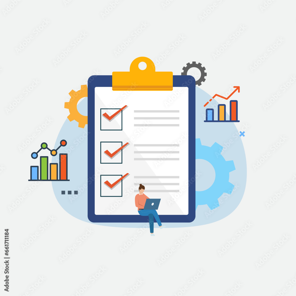 Schedule planning illustration set. Characters planning work tasks ...