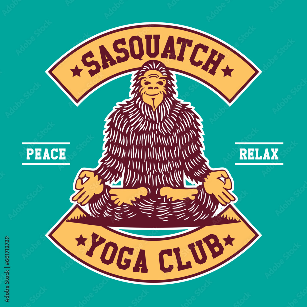 Vetor de Sasquatch Big Foot Character Design doing Yoga with Hand ...
