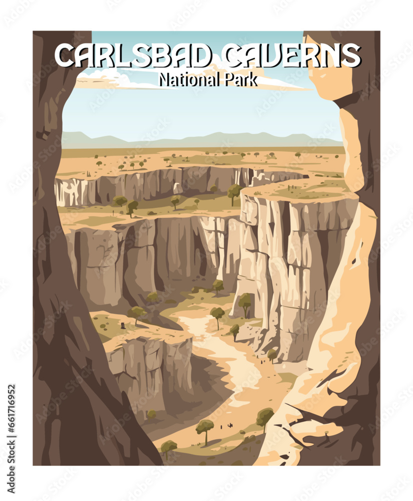 Vector Art of Carlsbad Caverns National Park. Template of Illustration ...