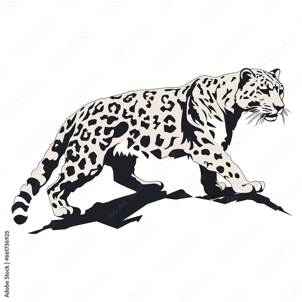 Snow leopard body silhouette logo, vector graphics, flat minimalism ...