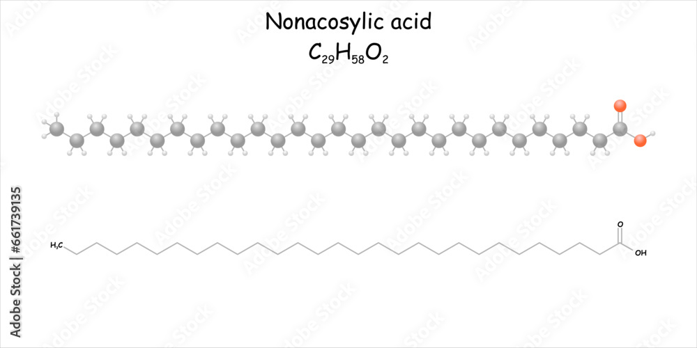 Nonacosylic acid. Stylized molecule model and structural formula ...