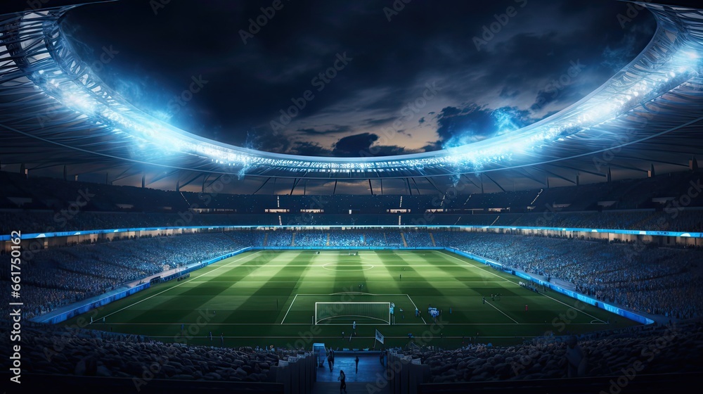Stadium at Night with the Pitch and Lights On Stock Photo | Adobe Stock