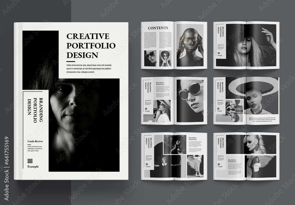 Portfolio Layout with Gray Accents Stock Template | Adobe Stock