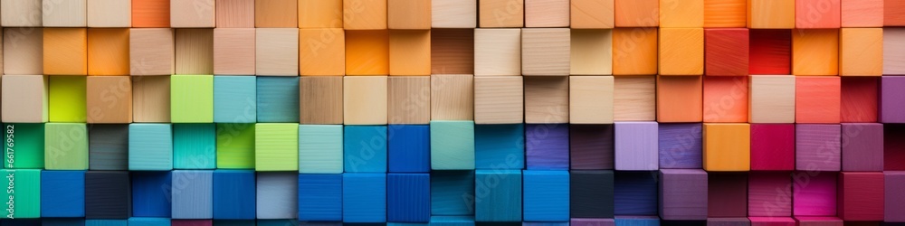 Colorful spectrum of wooden blocks in a chaotic pattern for use as ...