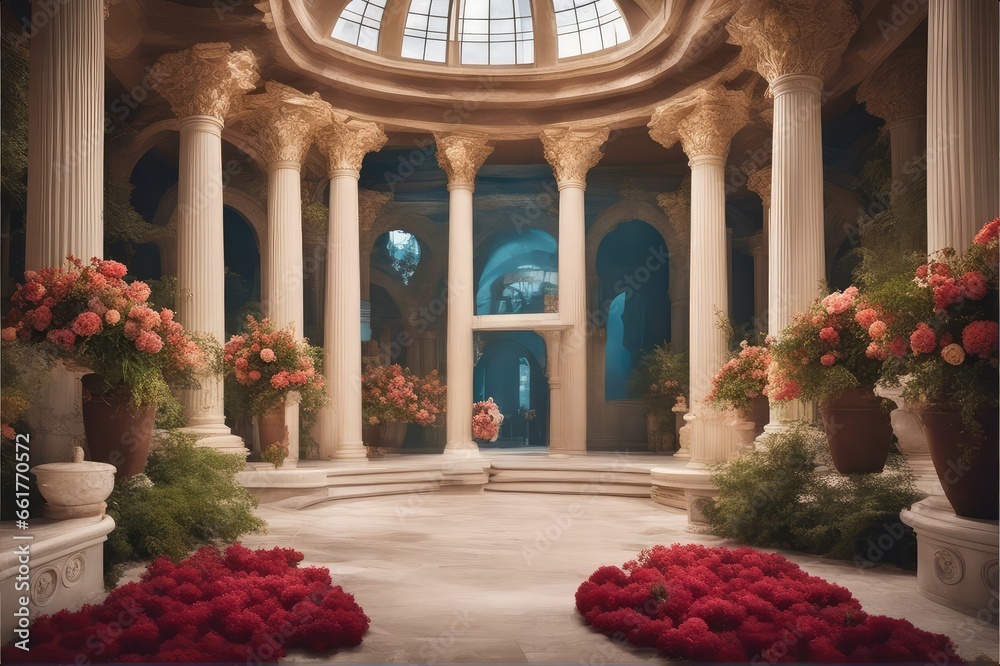 Temple columns wedding digital backdrop photography background wedding ...