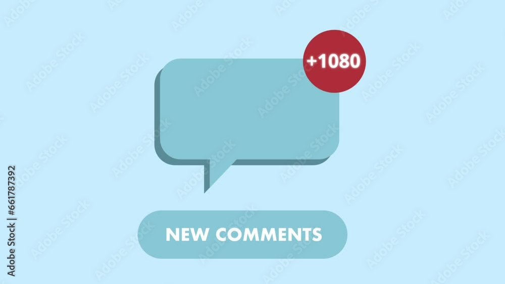 2 animations of incoming comment notifications counting up to 5K and ...