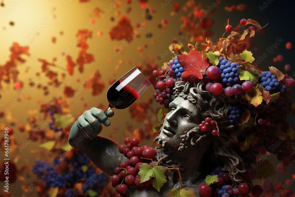 An abstract portrayal of Dionysus, the Greek god of wine and fertility ...