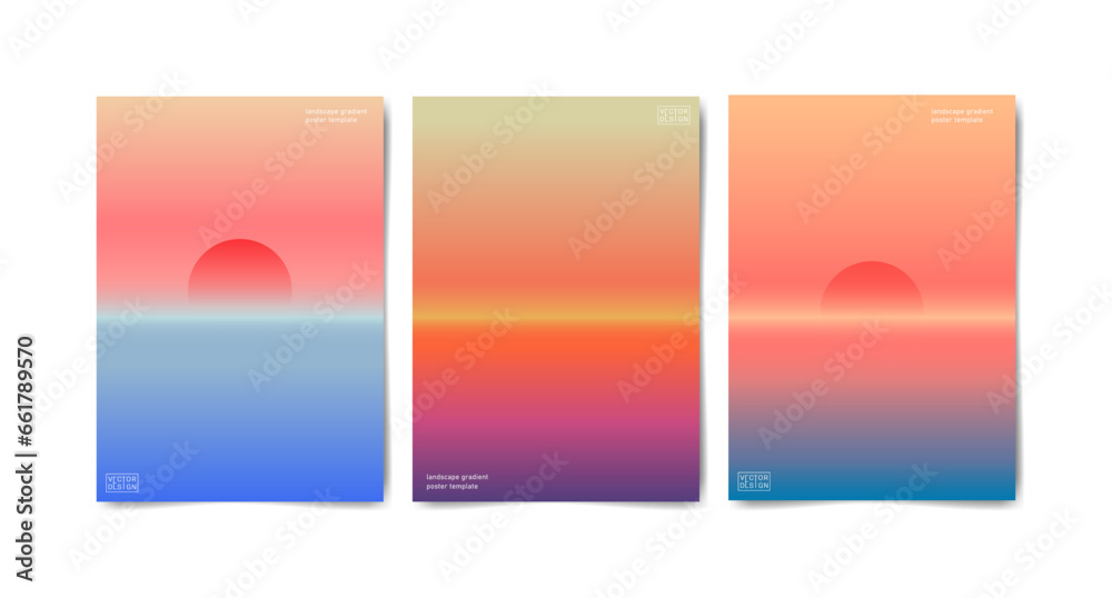 Poster Set of landscape gradient backgrounds for decoration – Wall Art ...