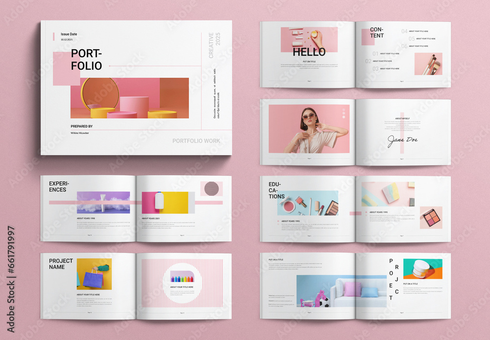 Colorful Portfolio Layout Design Template Landscape Stock Template ...