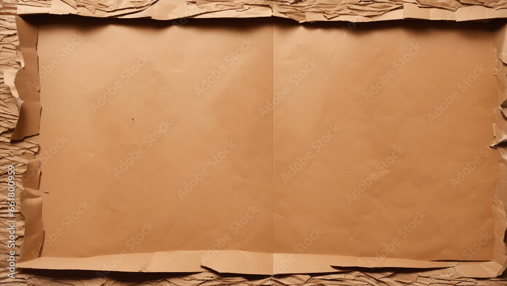 Brown, rectangular piece of paper with a border made of crumpled ...